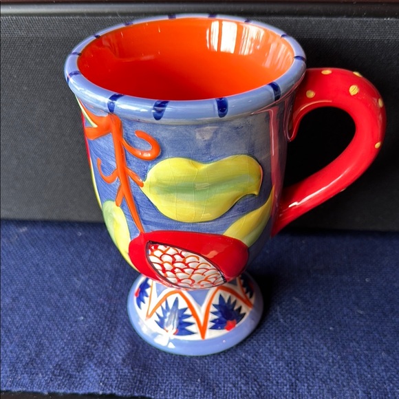 Dining | Colorful Ceramic Mug With Red And Blue Accents By Cypress ...